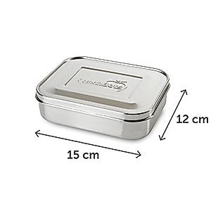 LunchBots Medium Quad Snack Container - Divided Stainless Steel Food Container - Four Sections for Finger Foods On the Go - Eco-Friendly, Dishwasher Safe - Stainless Lid - Stainless Steel
