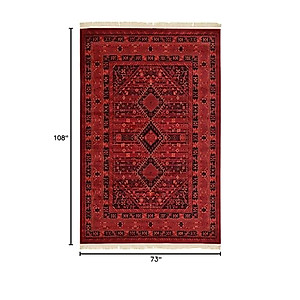 Unique Loom Tekke Collection Area Rug - Sheibani (6' 1" x 9' Rectangle, Red/ Black)