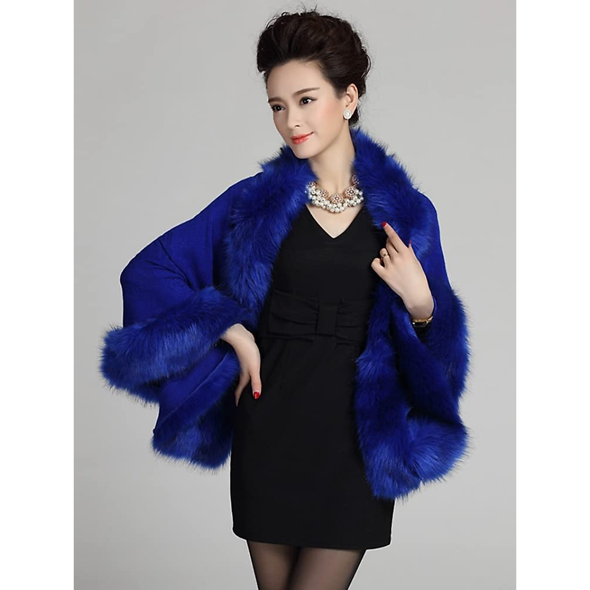 Obosoyo Women's Pashmina Shawl Cloak Cape Shawls and Wraps for Evening Dresses Shawl Wrap Cape Bridal Wedding Party Winter