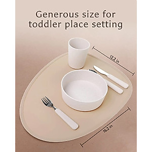 Willow + Sim Silicone Placemat for Kids - Travel Placemats for Toddlers, Non Slip Silicon Mat for Baby Eating, Best Kids Placemats for Dining Table Spills & Mess, Round, Nonslip, Safe & Easy to Clean