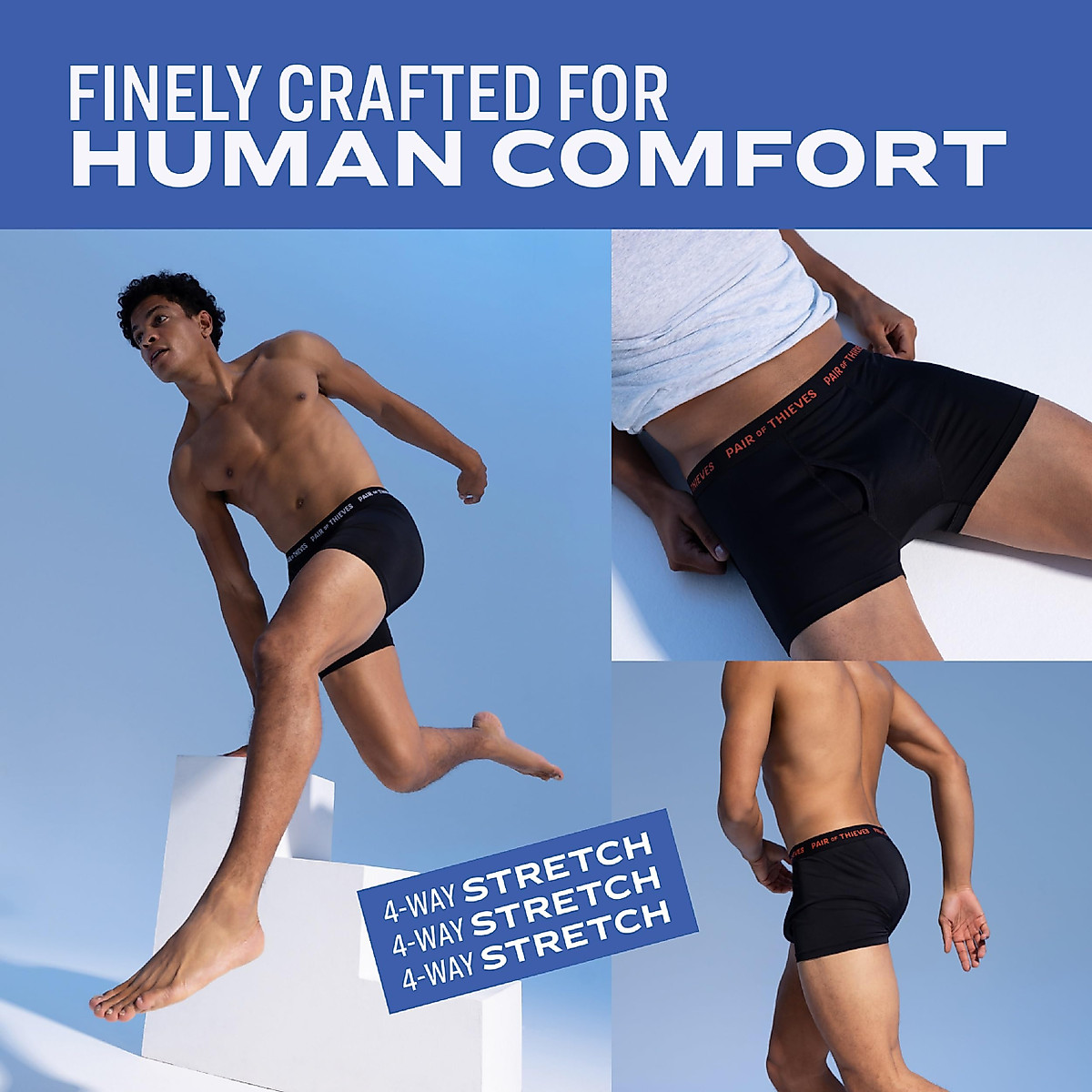 Pair of Thieves Soft Cotton Boxer Briefs for Men Pack (4 Pack) - Tagless Underwear for Men Pack Black