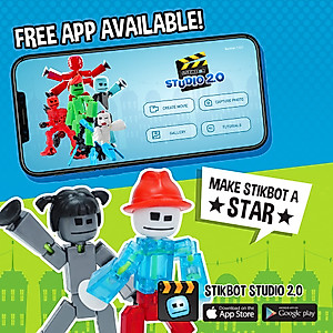 Zing StikBot Action Pack Hairstyle Bundle - Collectible Action Figures and Accessories, Includes 2 Stikbots and 2 Sets of Hairstyle Accessories, Stop Motion Animation, Ages 4 and Up (Set A)