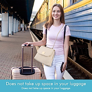 Devotee Toiletry Bag for Women, Travel Bag with Hanging Hook, Water-Resistant Makeup Bag for Full Sized Toiletries, Cosmetic Organizer for Toiletries, White