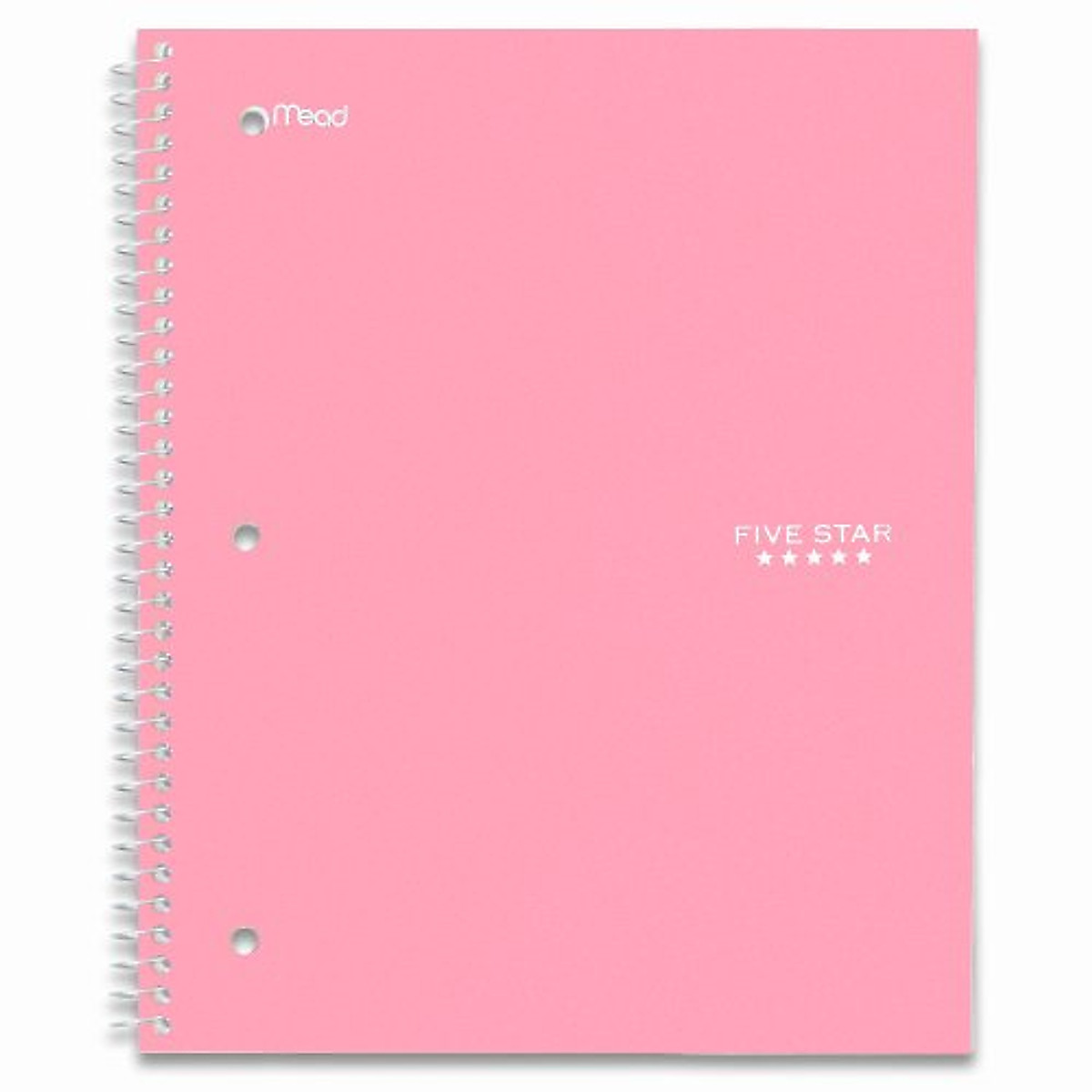 Five Star Spiral Notebook, 1-Subject, 100 College-Ruled Sheets, 11 x 8.5 Inch Sheet Size, Pink (72049)