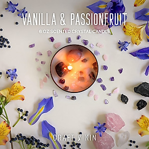 Scented Candles for Men | Crystal Candle - Vanilla & Passionfruit Scented Candles and Smoke & Vanilla Candle for Men | Soy Candles, Long Lasting Candles, Home Decor | Manifestation Crystal Candles