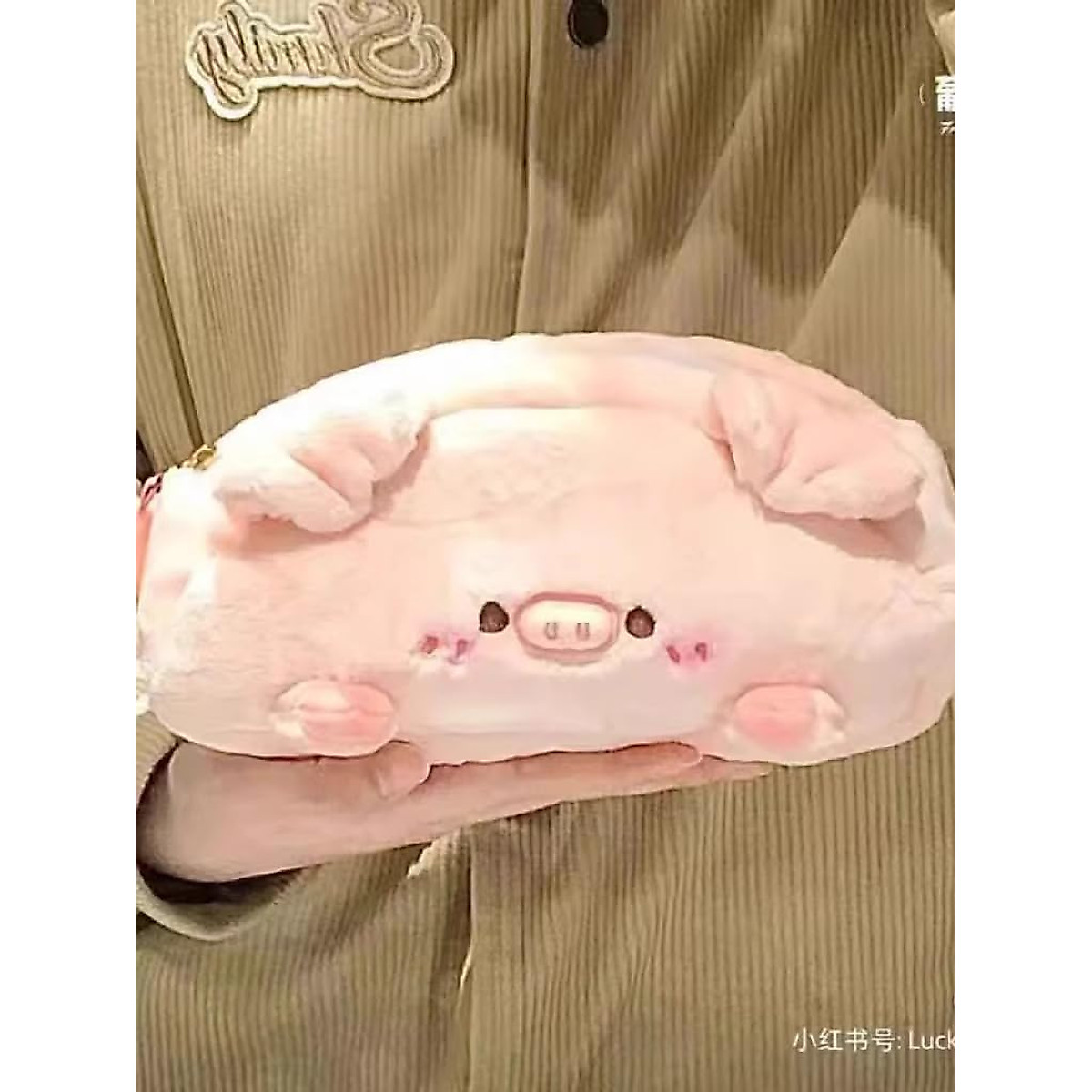 XZR Cute Pen Bag Case Box Stocking Stuffers Cute Creative Plush Animal Cartoon Large Capacity Pig Zipper Organizer Storage Bag Box Nice Gift