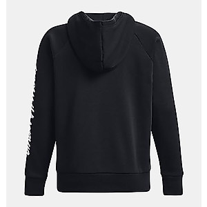 Under Armour Women's Standard Rival Fleece Graphic Hoodie, (001) Black / / White, X-Large