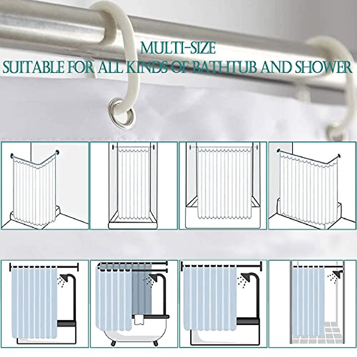 Posienr 4 Piece Cartoon Yellow Duck Shower Curtain Set, Blue Ocean Waves Bathroom Set Includes Non-Slip Carpet, Toilet Seat and U-Pad, Waterproof Shower Curtain with 12 Hooks for Bathroom Decor