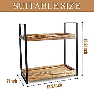 2 Tier Bathroom Countertop Organizer Wood Bath Tray Makeup Cosmetic Holder for Bathroom Kitchen