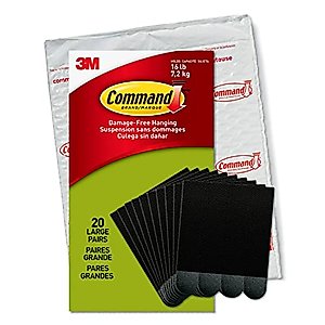 Command Large Picture Hanging Strips, Damage Free Hanging Picture Hangers, No Tools Wall Hanging Strips for Christmas Decorations, 20 Black Adhesive Strip Pairs (40 Command Strips)