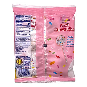 Charms Sprinkles Lollipops, Vanilla Flavored Pops with Sprinkles NET WT. 2.53 oz