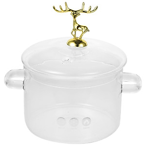 GANAZONO Glass Cooking Pot Clear Glass Saucepan Heat Resistant Borosilicate Glass Pot with Lid and Handle Stovetop Simmer Pot Potpourri for Ramen Noodle Soup Milk Vegetable