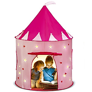 Play22 Play Tent Princess Castle Pink - Features Glow in The Dark Stars - Portable - Kids Pop Up Tent Foldable Into A Carrying Bag - Indoor and Outdoor Use - Original