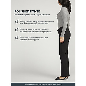 JAG Jeans Women's Alayne Mid Rise Baby Bootcut Jeans, Black, 8