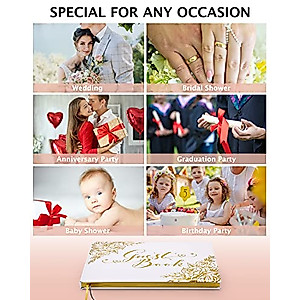 Wedding Guest Book - Guest Book Wedding Reception with Pens - 9x7'' Personalized Wedding Guestbook Photo Album Sign in Book - Gold Foil Hardcover & Gilded Edges, for Weddings, Baby Shower, Party