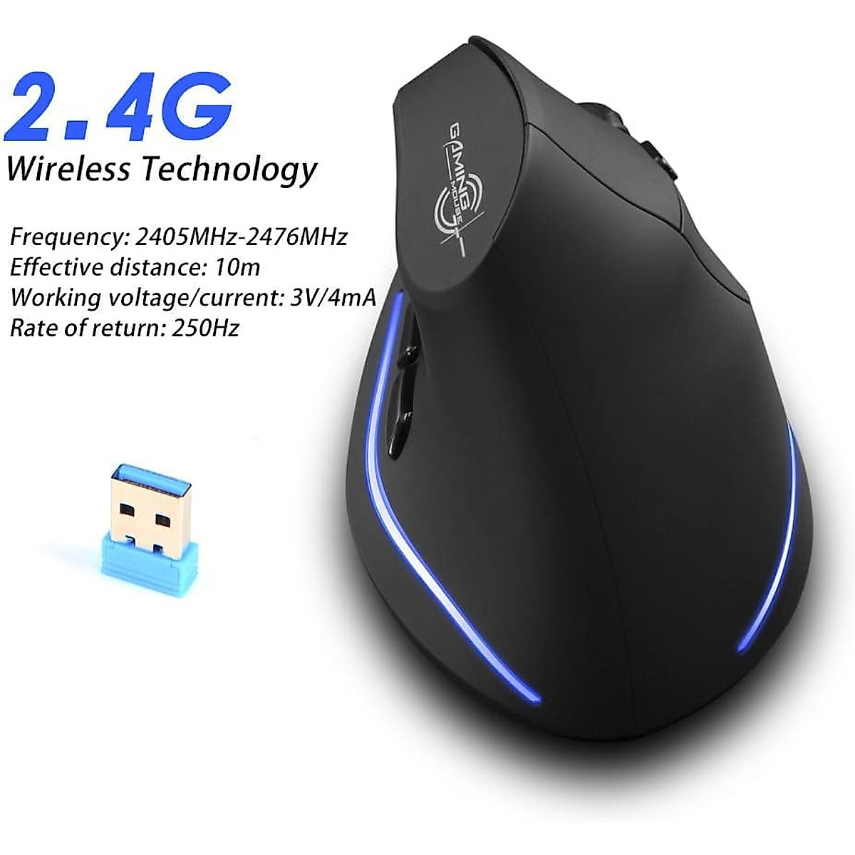 Zeerkeer Vertical Gaming Mouse Vertical Ergonomic Mouse with Adjustable DPI for Gamer/PC/Laptop/Desktop (Wireless)