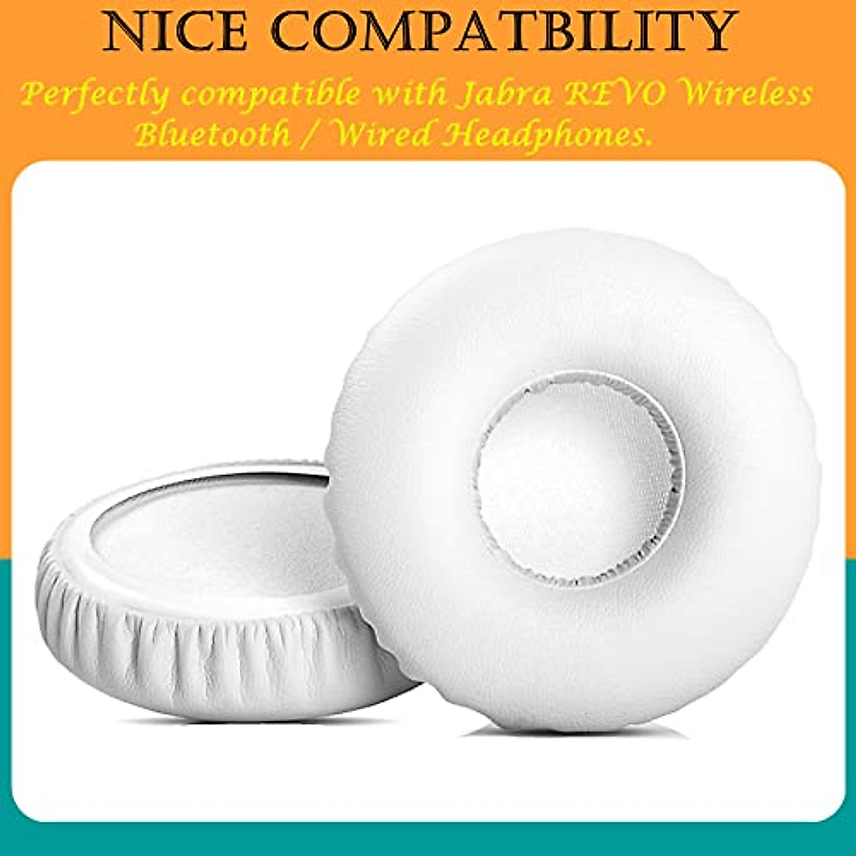 TaiZiChangQin Ear Pads Cushion Memory Foam Earpads Replacement Compatible with Jabra REVO Wireless Bluetooth / Wired Headphone ( Protein Leather )