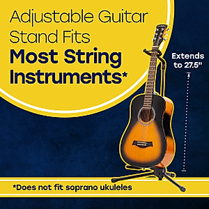 Hola! Music Guitar Stand - Height Adjustable, Collapsible w/Padded Neck & Yoke - Pack of 1 Tripod
