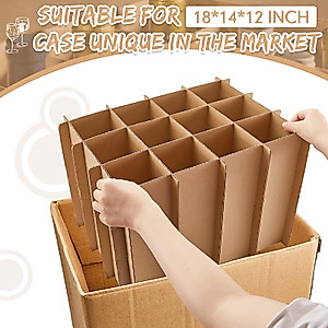 2 Sets Moving Box Glasses Divider Kits for Kitchen Dish Glassware Packing Shipping Storage Include 18 Pcs Corrugate Cell Dividers, 24 Pcs Foam Pouches Fits in 18 x 14 x 12 Inch, Box Not Included
