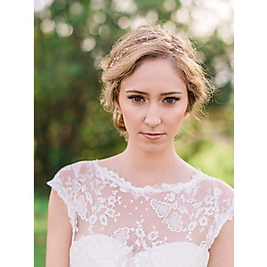 Catery Bride Wedding Headband Pearl Hair Vine Braid Headpieces Bridal Hair Accessories for Women(Sliver)