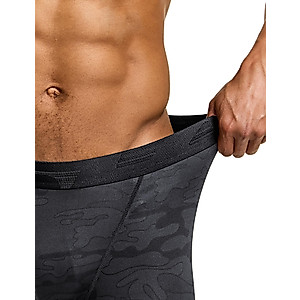 TSLA Men's Compression Pants, Cool Dry Athletic Workout Running Tights Leggings with Pocket/Non-Pocket, 3pack Tights Black/Camo Black/Camo Grey, Large