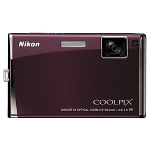 Nikon Coolpix S60 10MP Digital Camera with 5x Optical Vibration Reduction (VR) Zoom (Burgundy)