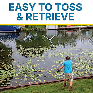 Jenlis Weed Razer Pro, Lake Weed Cutter, Large Pond Aquatic Plant Cutting Tool, Sharp Razor Blades Shear Cattail, Reed, Lilly & Chara Algae, Adjustable 30"-62” Inch Cut Width, 25' Foot Throw Rope