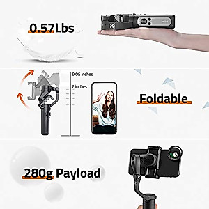 Gimbal Stabilizer for Smartphone, 3-Axis Phone stabilizer with Tripod, Foldable Phone Gimbal for Android and iPhone 14 PRO MAX, Stabilizer for Video Recording with 600° Auto Rotation - hohem iSteady X