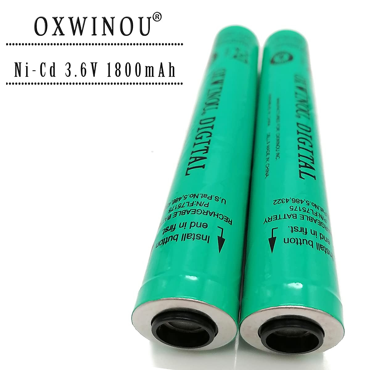OXWINOU Battery Compatible with streamlight Stinger Battery 75175 hp xt ds led sdfl-c852 3.6 Volt 1.8ah Rechargeable Battery Stick (NiCd 3.6V 1800mAh) 2-Pack Batteries