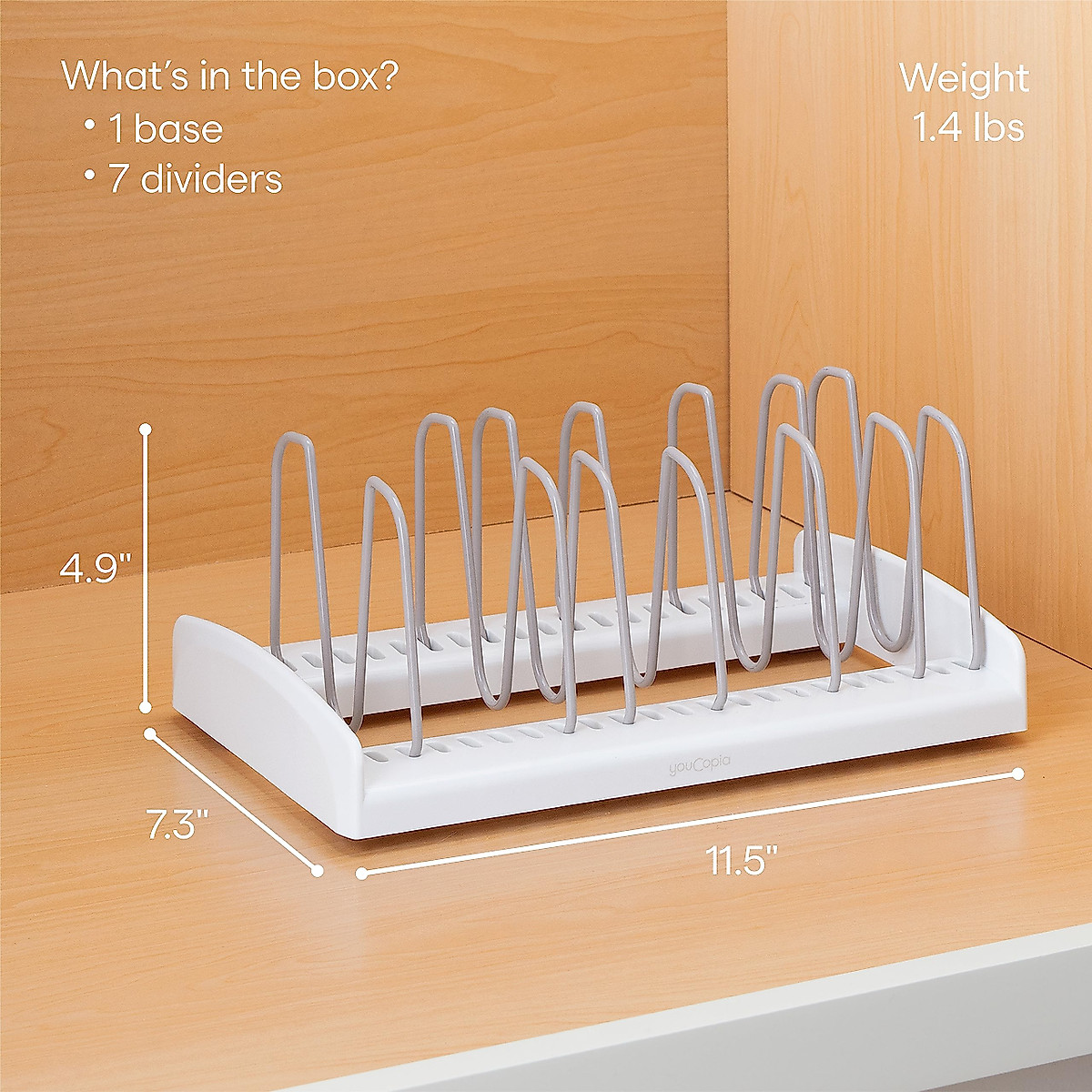 YouCopia StoreMore Adjustable Pot Lid Organizer, Standard, White