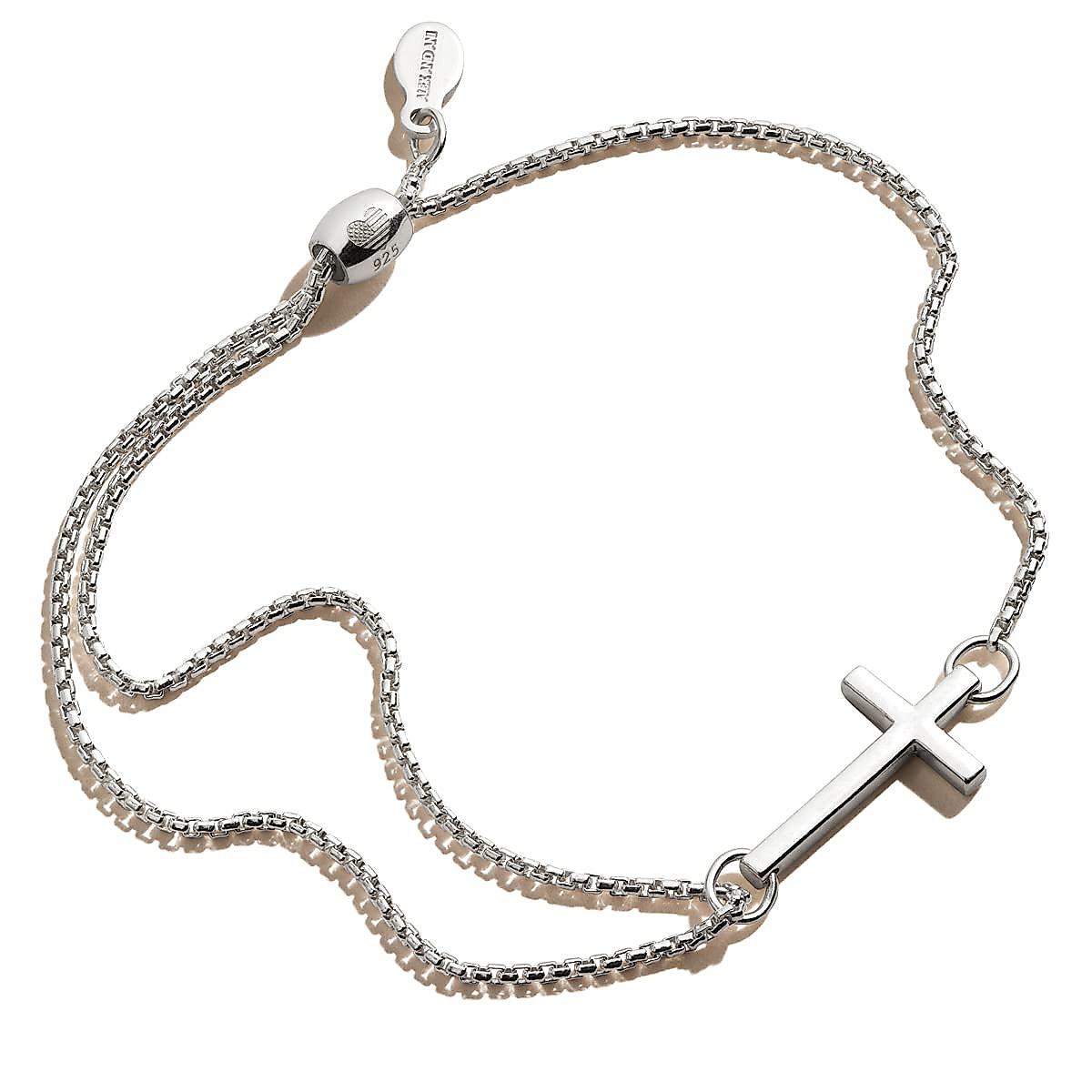 Alex and Ani Path of Symbols Adjustable Pull Chain Bracelet for Women, Cross Charm, 925 Sterling Silver, 5.5 to 9.5 in