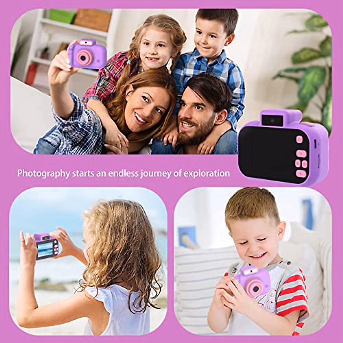 48MP Mini Kids Camera, 2.0 Inch Video Camera, Children Digital Selfie Camera, with Flashlight, 800mA Battery, 8X Digital Zoom, Support Max 32GB Card, for Toddler, 3-10 Year Old