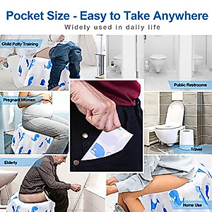20 Pack Toilet Seat Covers Disposable, Extra Large Disposable Toilet Seat Covers for Adults, Individually Wrapped Potty Training Liners with Non-Slip Adhesives for Kids in Home, Restrooms&Travel -Blue
