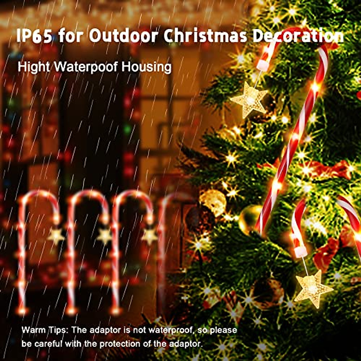 12 Pack Candy Cane Lights Pathway Outdoor 21''Christmas Candy Cane Lights Waterproof with 84 Warm LED Lights Landscape Path Lights for Xmas Yard Patio Garden Walkway Christmas Decorations