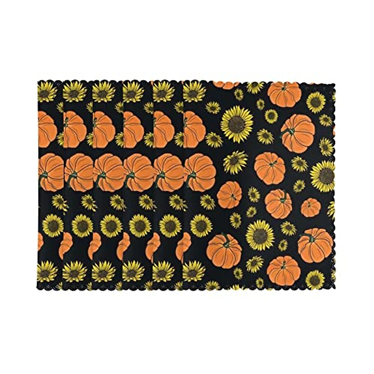 Thanksgiving Pumpkins Sunflower Leaf Placemats Set of 6,Table Mats Heat-Resistant Washable Non-Slip Place Mats for Family Dining Kitchen Home Wedding Holiday Party Decorations 12 X 18 Inch