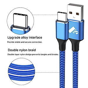 USB C Cable, 2Pack 6ft Fast Charging Nylon Braided Charger Cord Compatible with Samsung Galaxy S20 S10 S10E S9 S8 Plus, Note 20 10 10+ 9 8