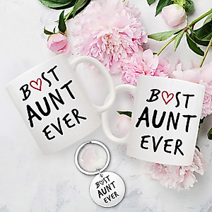 Scritism Best Aunt Mug Gifts For Aunt From Niece Nephew Auntie Birthday Gift 11oz White Best Aunt Ever Coffee Mug Christmas Mothers Day Presents For Aunt Auntie Cup Gift Set With Keychain