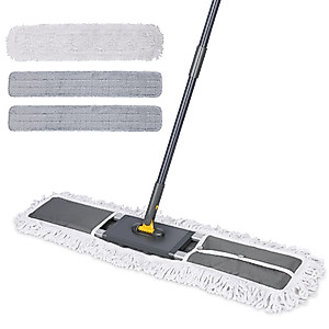 MASTERTOP 36" Professional Industrial Dust Mop for Floor Cleaning, Heavy Duty Wet & Dry Commercial Mop,Large Flat Floor Mop with Telescopic 62'' Long Handle,Dust Mop Broom for Hardwood,Tiles,Office