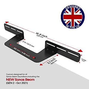 Soundbar Mount for Sonos Beam Compatible with Generation 1 & 2 Sonos Beam Sound Bar Includes All Necessary Mounting Hardware, Mounts Bracket, Black