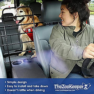 The ZooKeeper Vehicle Pet Barrier: Adjustable Universal for Cars, Trucks, SUVs – Moves with Your Vehicle Seats. Tilt. Slide. Recline. Easy Install Dog Car Gate - Strong Metal Tubing Gate Divider