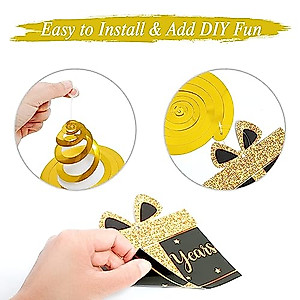 50th Birthday Decorations for Women and Men,50PCS Birthday Decorations Black Gold Party Supplies Hanging Swirls for Men Women, 50 Years Old Birthday Ceiling Hanging Decor with 10 Balloon (50th)