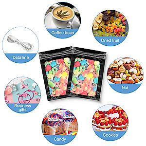 200 Piece Reliable Foil Bags Resealable Foil Zipper Lock Bags with Clear Window Black Foil Packaging Pouch for Food Storage Sample Beans Supplies (3 x 4.7 Inch)