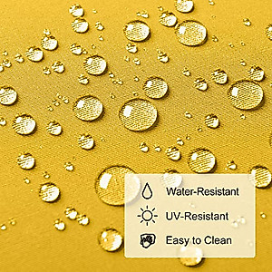 downluxe Outdoor Chair Cushions, Waterproof Tufted Overstuffed U-Shaped Memory Foam Seat Cushions for Patio Funiture, 19" x 19" x 5", Yellow, 2 Pack