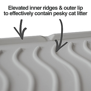 PetFusion ToughGrip Waterproof Cat Litter Matt with Inner Channels & Raised Outer Lip | XL | Premium Grade Silicone | Housebreaking Cat Supplies Needs