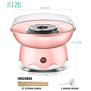 Cotton Candy Machine for Kids, Candy Floss Machine, Portable Mini Electric Cotton Candy Maker for Home Birthday Family Party Christmas Gift, Includes 10 Bamboo Sticks & Sugar Scoop