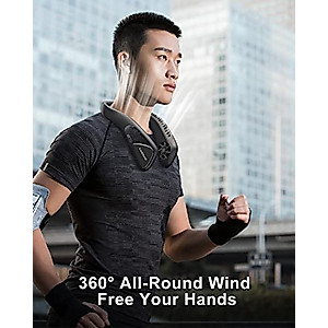 CreakStone Neck Fan Portable, Bladeless Personal Fan, Angle Adjustable, 4000mAh Rechargeable Battery Powered, Mini Small Fan 3 Speed Neck Cooler For Women Men Kids Outdoor Indoor Hands Free Travel