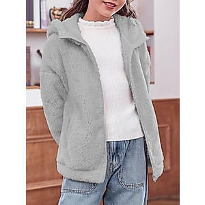 Haloumoning Girls' Outerwear Jackets Kids Soft Fleece Zip up Hoodie with Pockets 5-14 years
