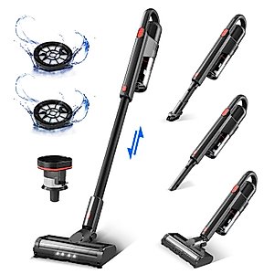 Cordless Vacuum Cleaner - Lightweight Stick Vacuum Cleaner w/ 250W Powerful Suction Brushless Motor, HEPA Filter, 4 in 1 Detachable Handheld, Long Runtime, Ideal for Home Hard Floor Carpet Pet Hair