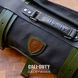 Dalstrong Premium Chef Knife Roll - Call of Duty Edition - Black Waxed Canvas - Nylon and Leather Straps - 22 Pockets + 1 Quick Access Rear Pocket - Adjustable Strap