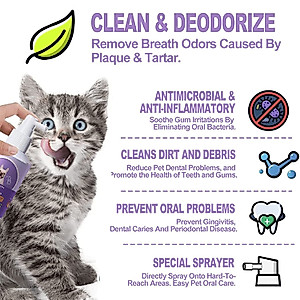 Pet Clean Teeth Spray, Teeth Cleaning Spray for Dogs & Cats, Targets Tartar & Plaque, Eliminate Bad Breath, Without Brushing